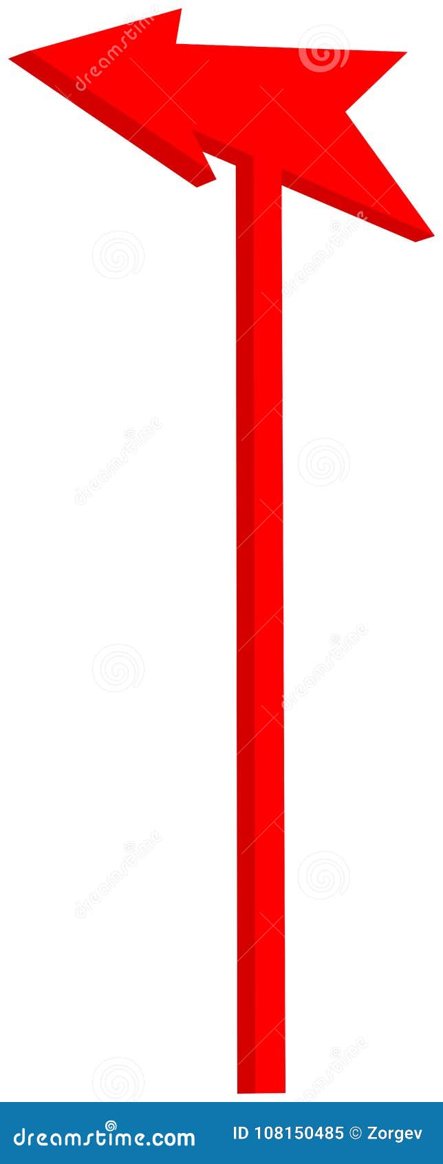 Road Sign with Pointed Red Arrowhead - 3D Illustration Stock ...