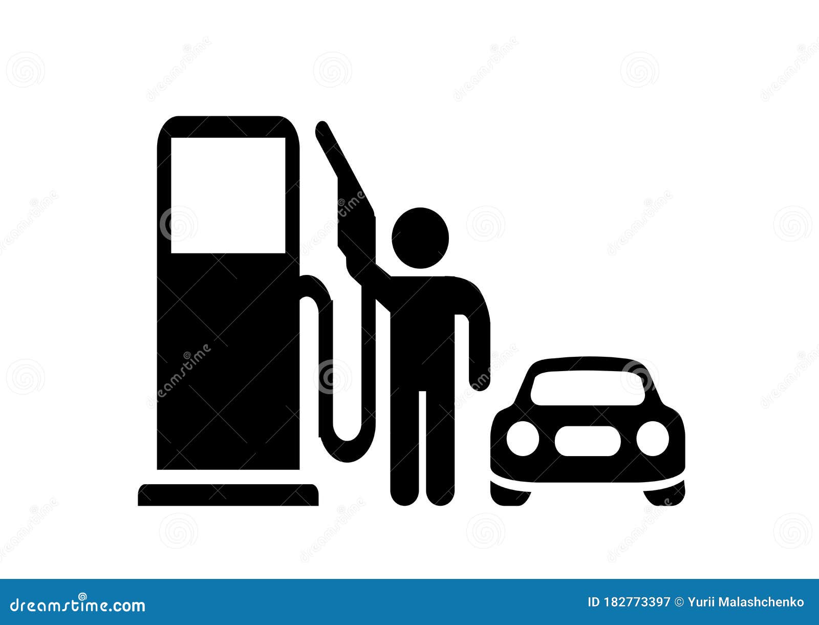 Road Sign Pointer Car Refueling on a White Background Stock ...