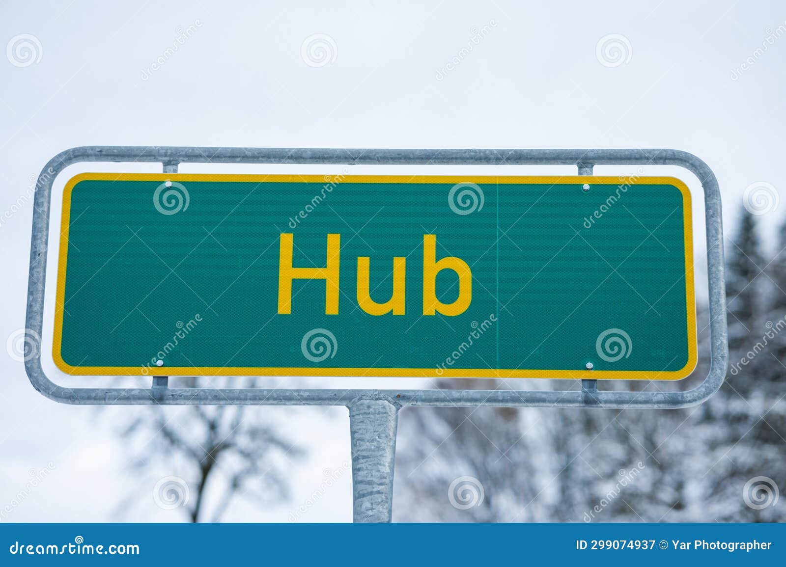 Road Sign Pointer with an Inscription Hub Stock Image - Image of ...