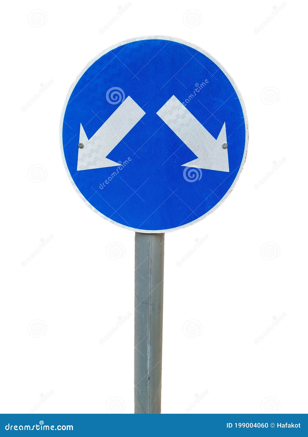 Road Sign Pointing at Two Directions. Isolated on White Stock Photo ...