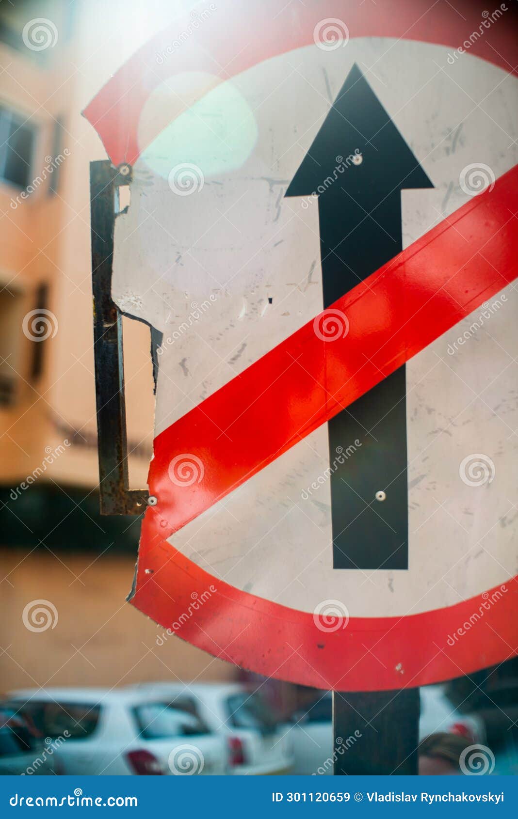 Road Sign Prohibiting Forward Movement Stock Image - Image of caution ...