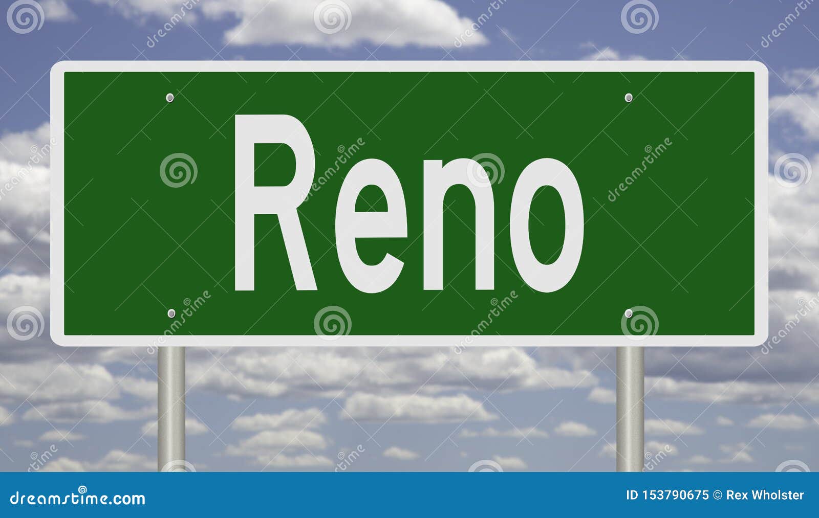 Road sign for Reno Nevada stock illustration. Illustration of rendering ...