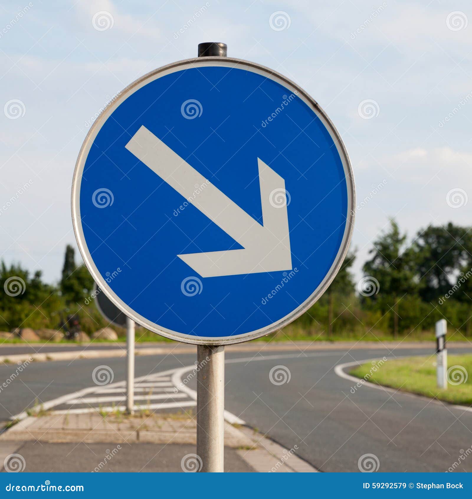 Road sign, right Arrow stock image. Image of shot, blue - 59292579
