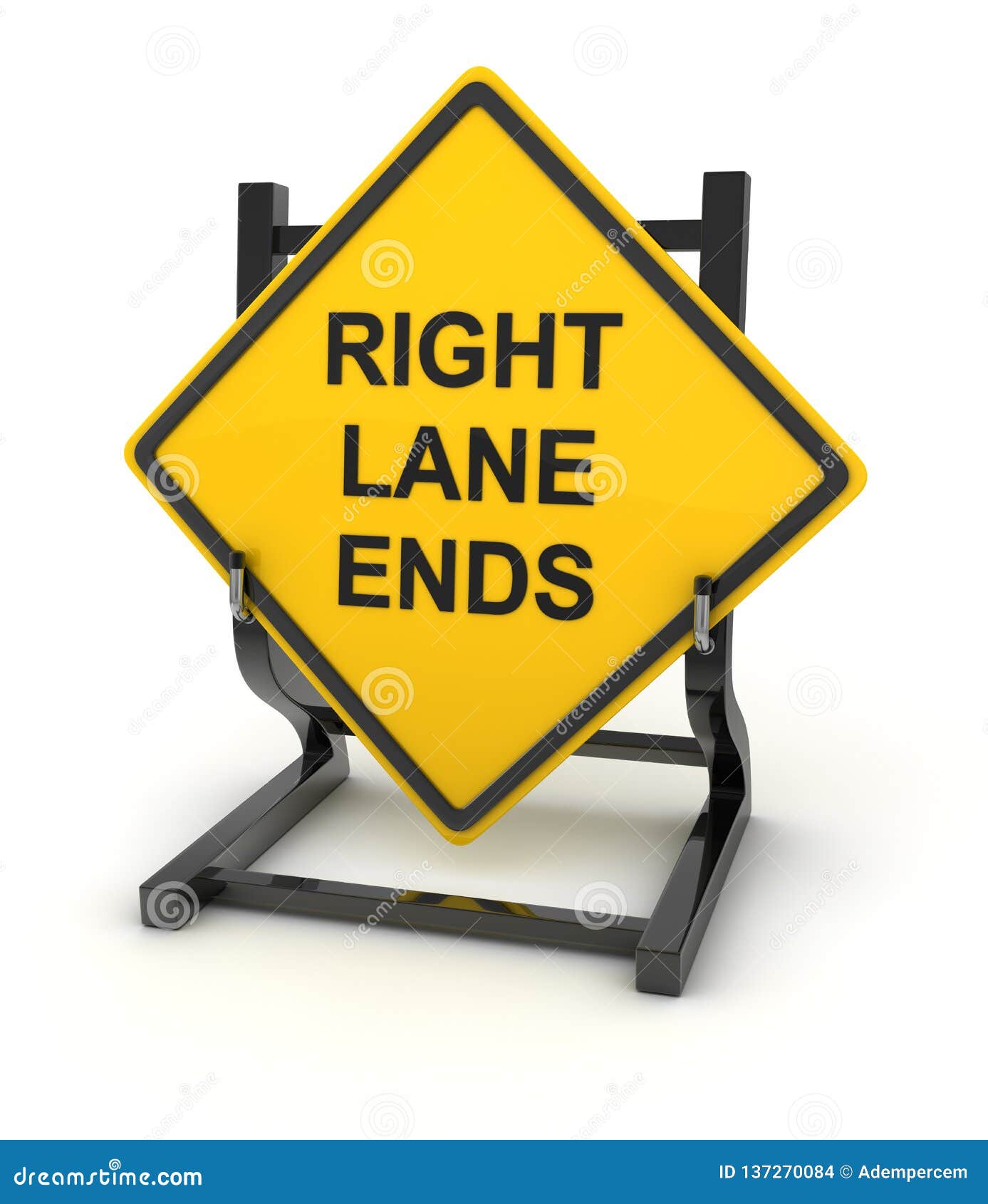 Road Sign - Right Lane Ends Stock Illustration - Illustration of ends ...