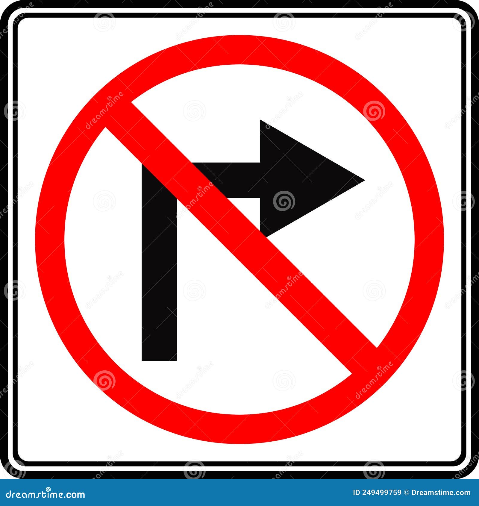Road Sign Right Turn is Prohibited. Vector Image. Stock Vector ...