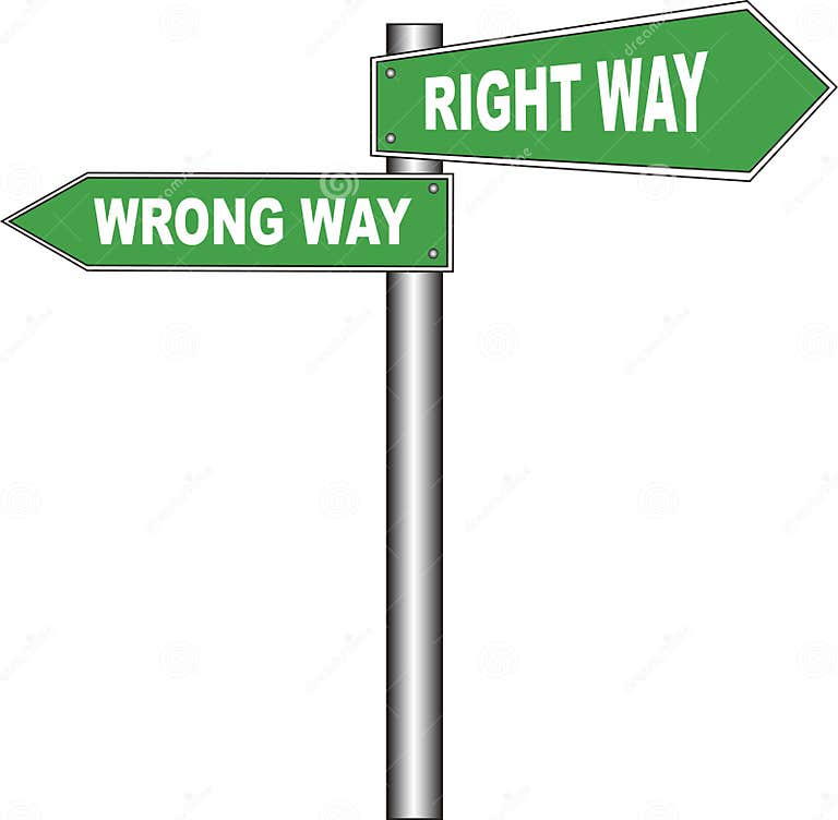 Road Sign: Right Way / Wrong Way Stock Illustration - Illustration of ...