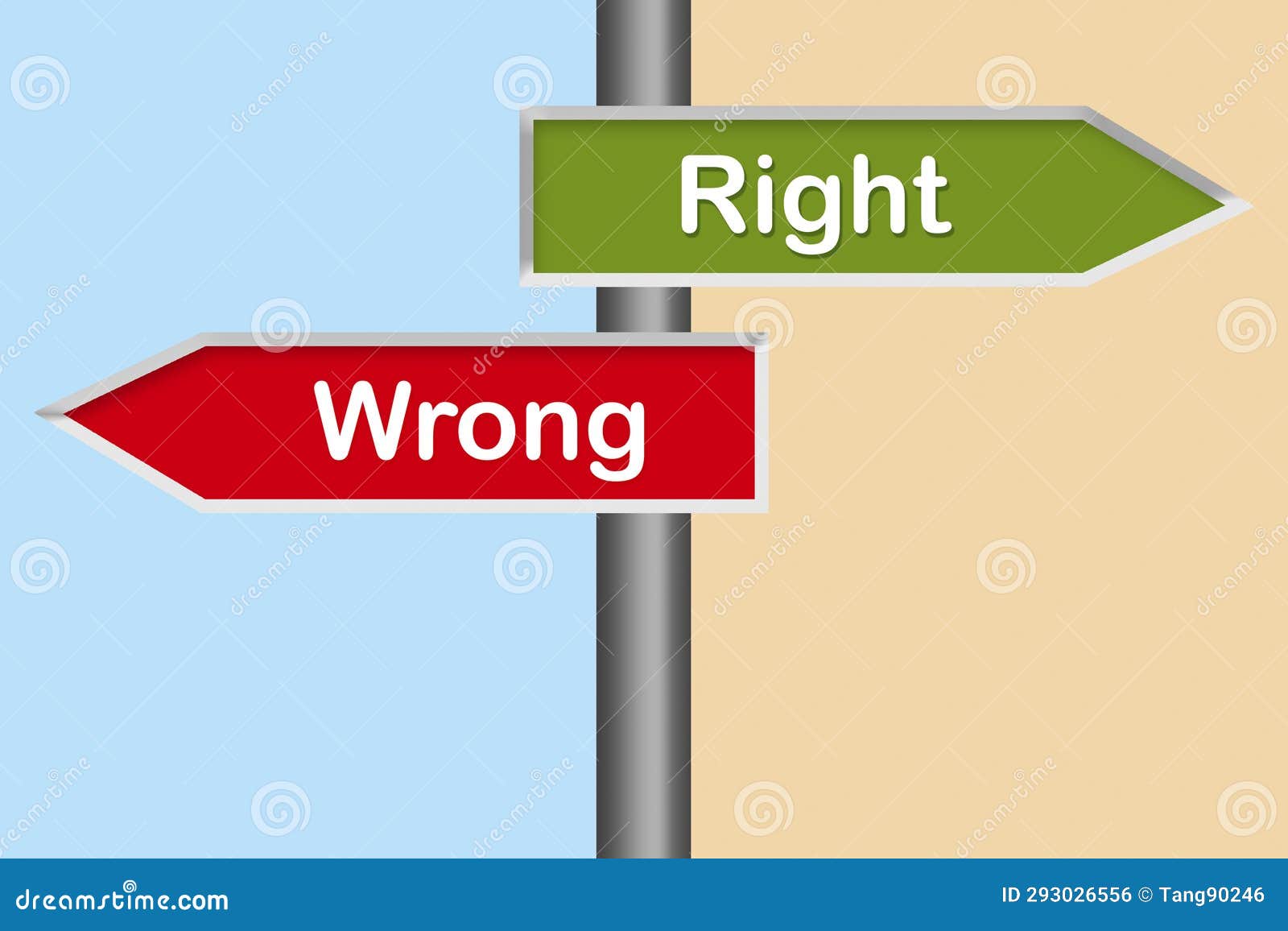 Road Sign with Right and Wrong Word Stock Illustration - Illustration ...