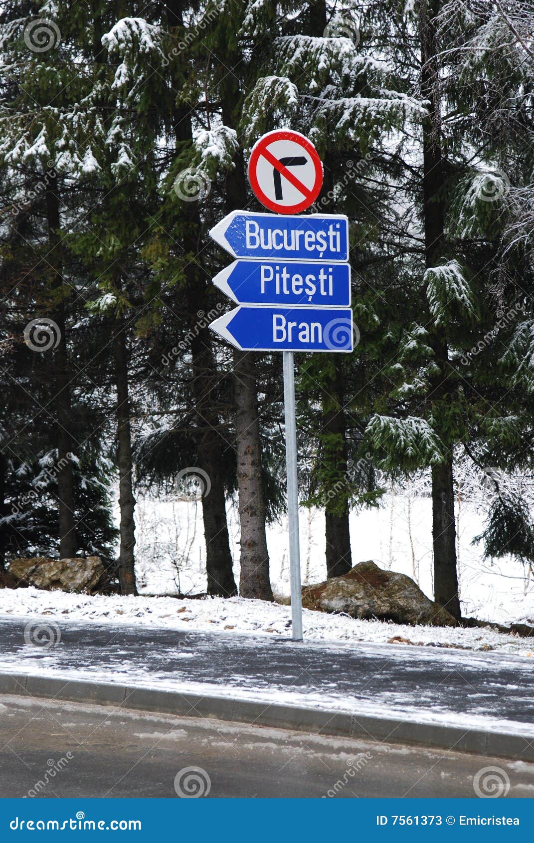 Road sign in Romania stock image. Image of road, interdiction - 7561373