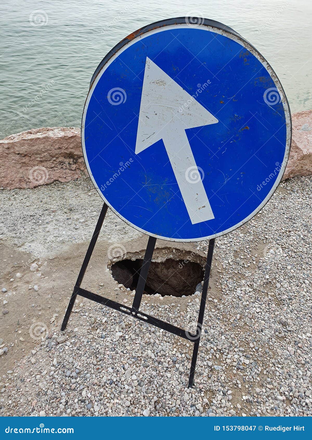 Road Sign at the Shore of Lake Garda Stock Image - Image of ...