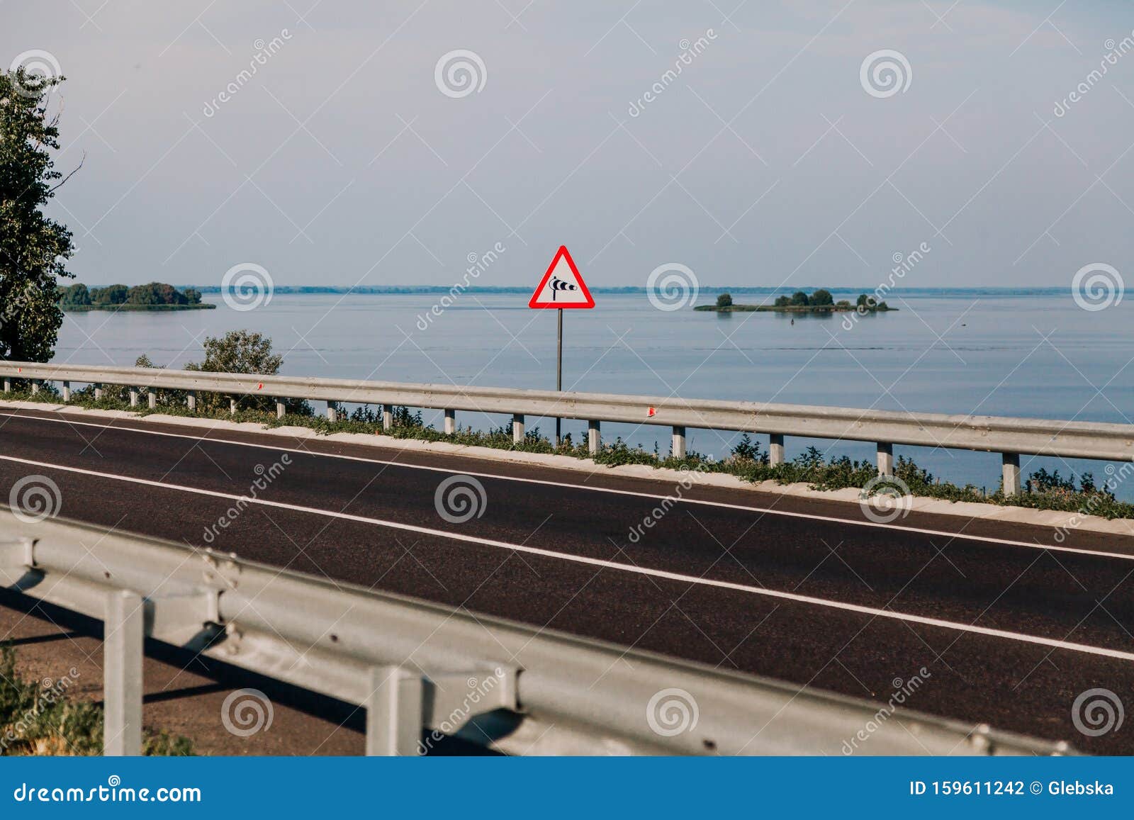 Bridge Over Wide River. Worth Road Sign Stock Photo - Image of cover ...