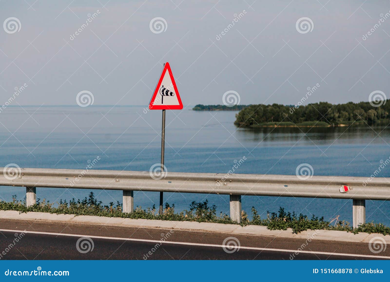 Bridge Over Wide River. Worth Road Sign Stock Photo - Image of roadside ...