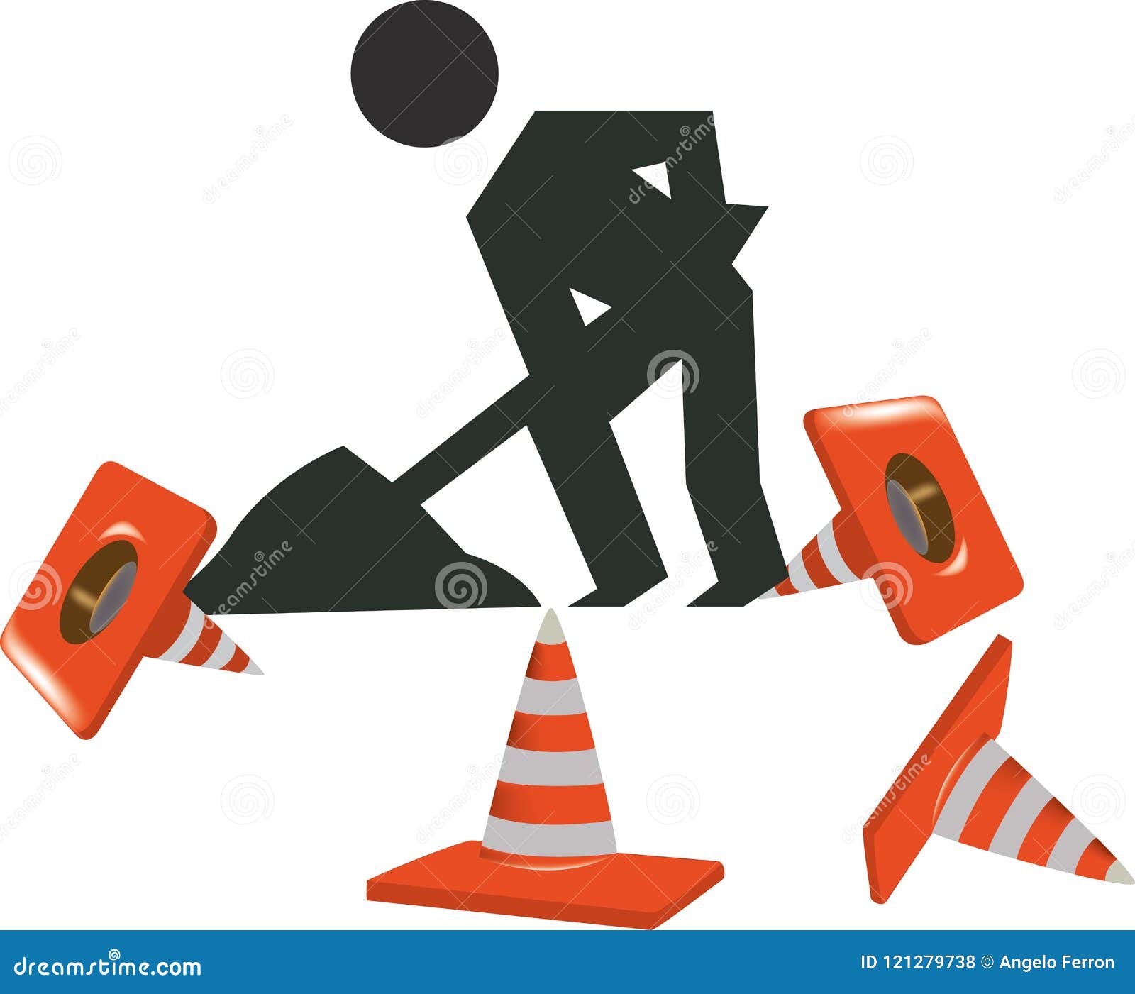 Road Sign with Signs of Interruption with Worker Stock Vector ...