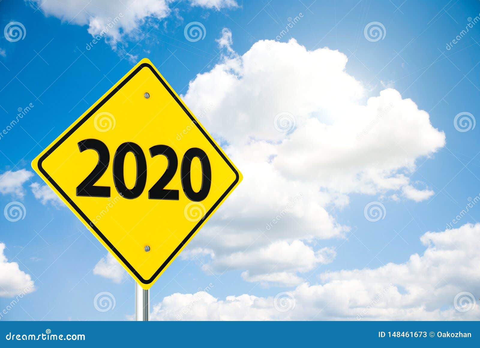 Road sign 2020 on sky stock illustration. Illustration of december ...