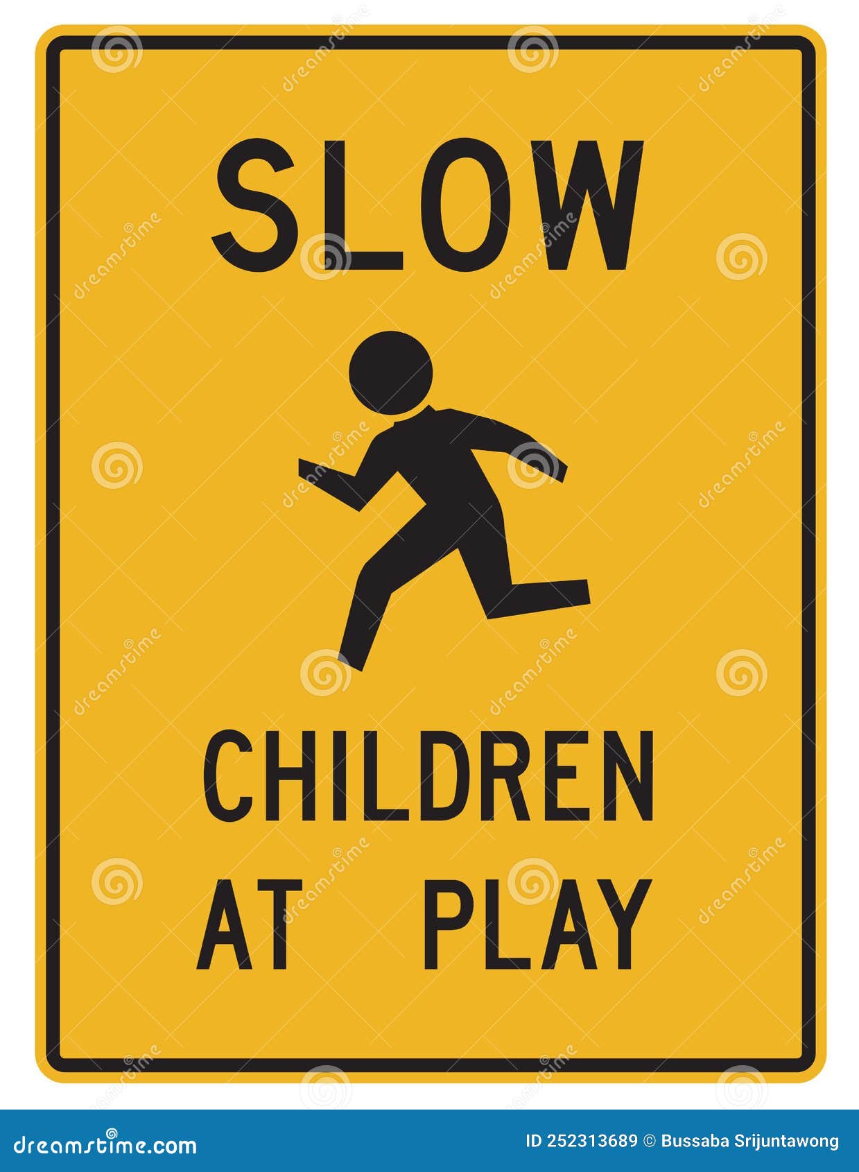 Road Sign - Slow Children at Play Stock Illustration - Illustration of ...