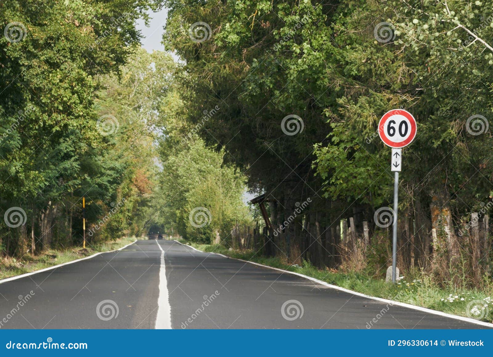 Road Sign of Speed Limit of 60 Against Green Grass Stock Photo - Image ...