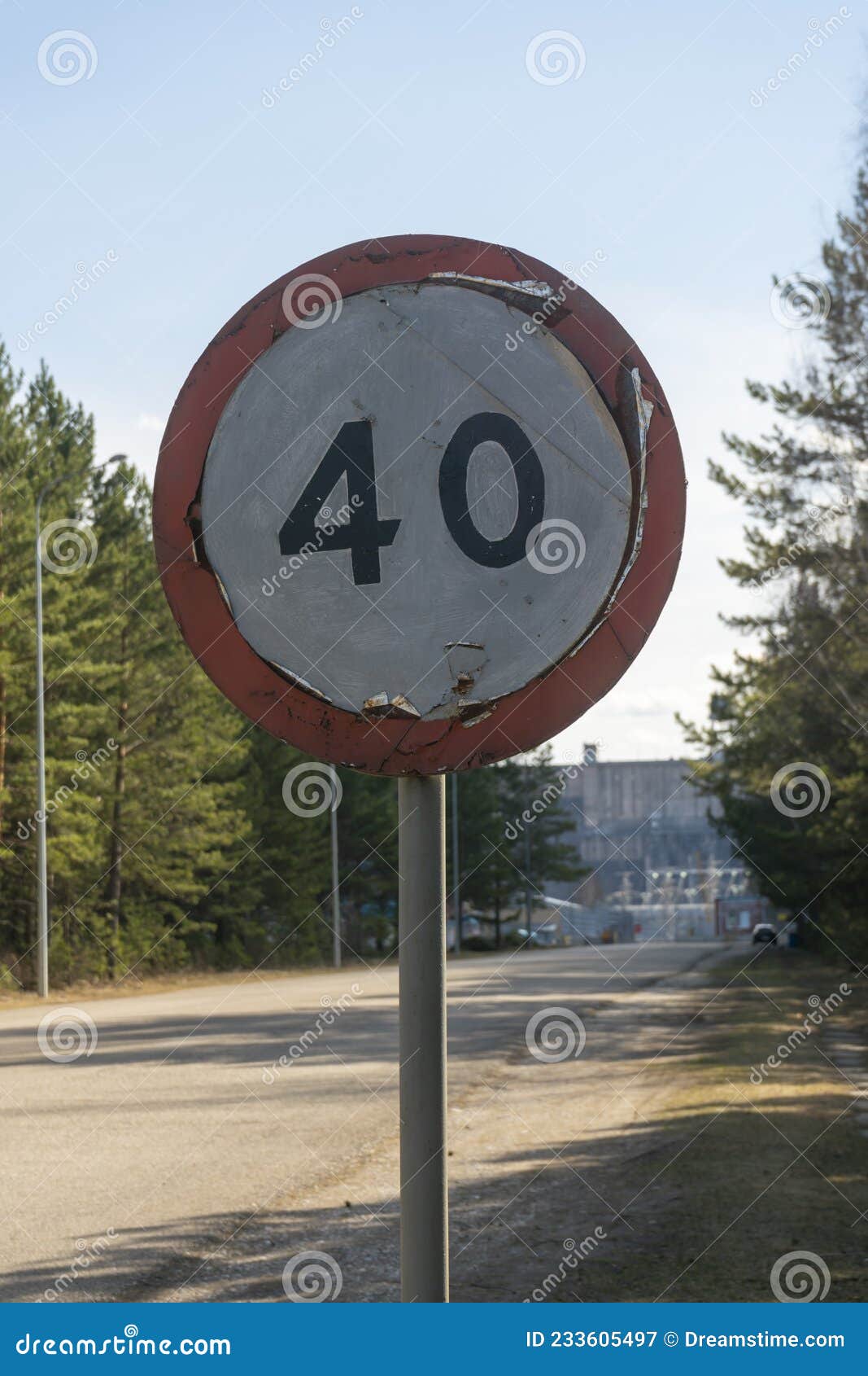 Road Sign Speed Limit 40 Kilometers Per Hour. Stock Image - Image of ...