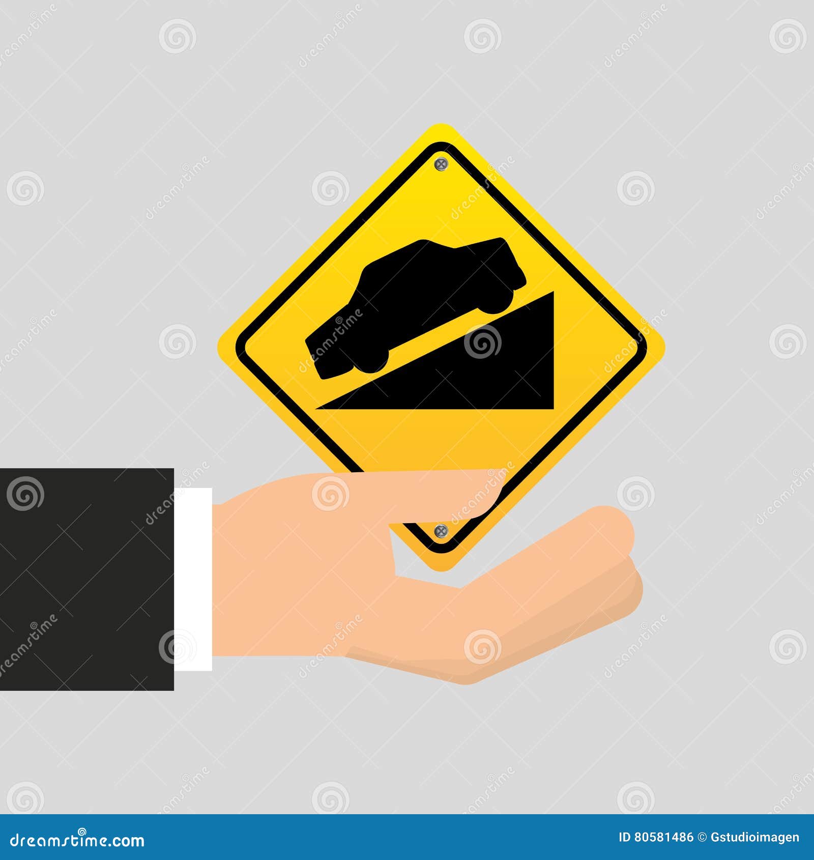 Road Sign Steep Decline Icon Stock Vector - Illustration of dangerous ...