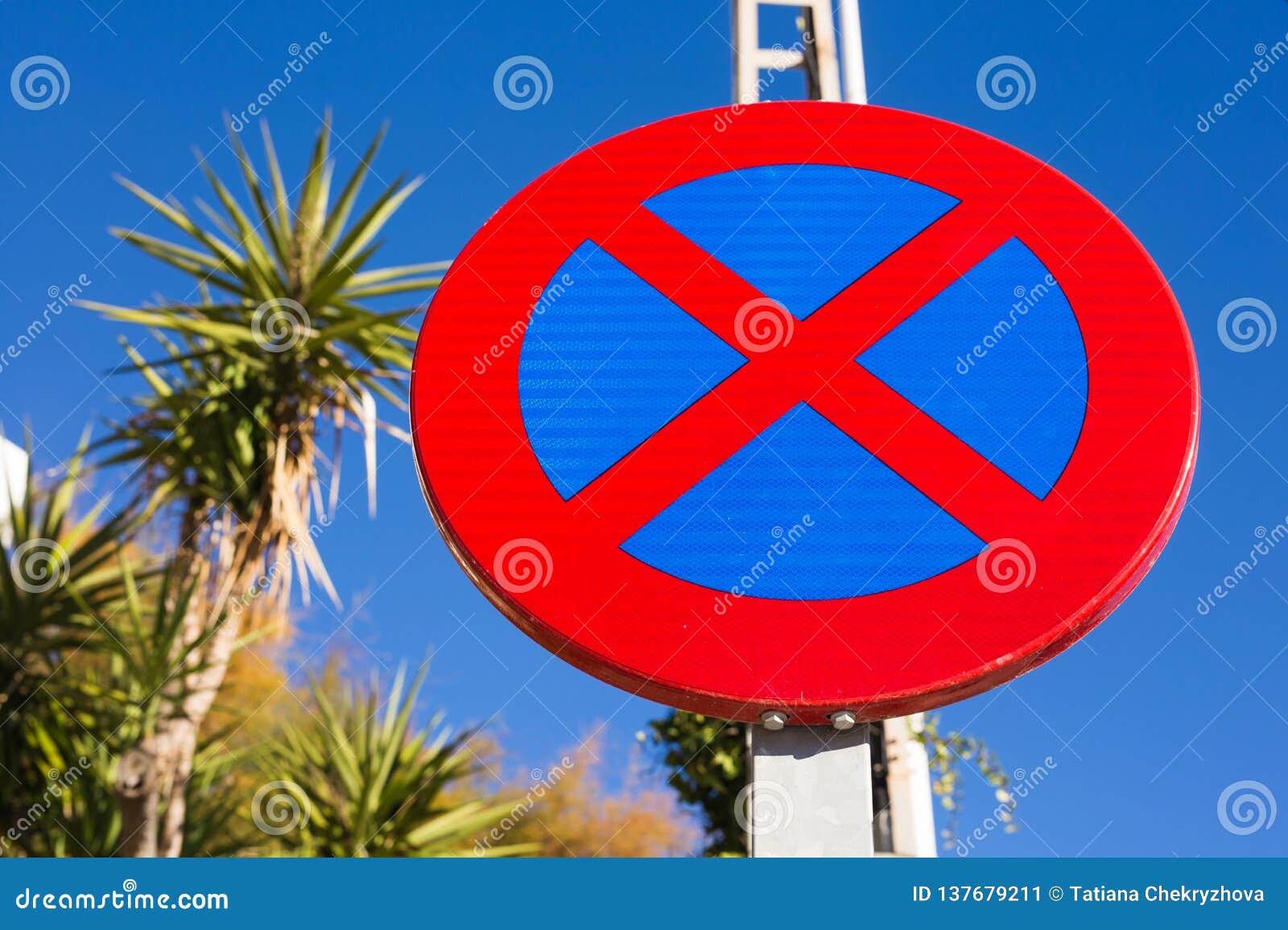 Road Sign Stop is Prohibited on Blue Sky Background Stock Image - Image ...
