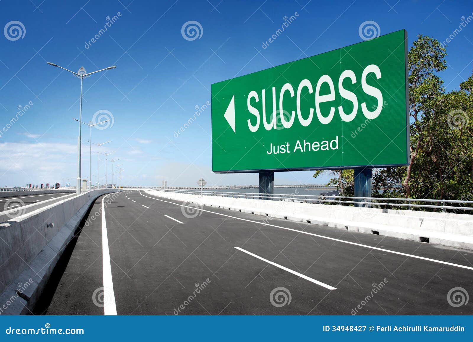 Road with sign of success stock image. Image of future - 34948427