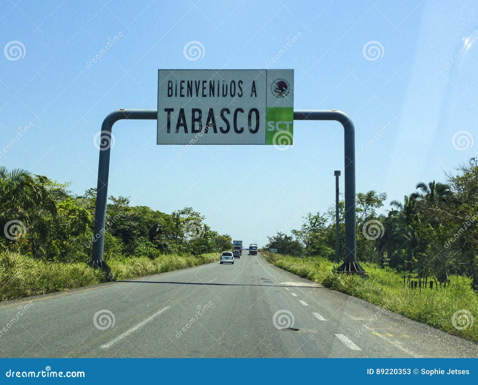 Road sign Tabasco Mexico editorial stock photo. Image of chiapas - 89220353