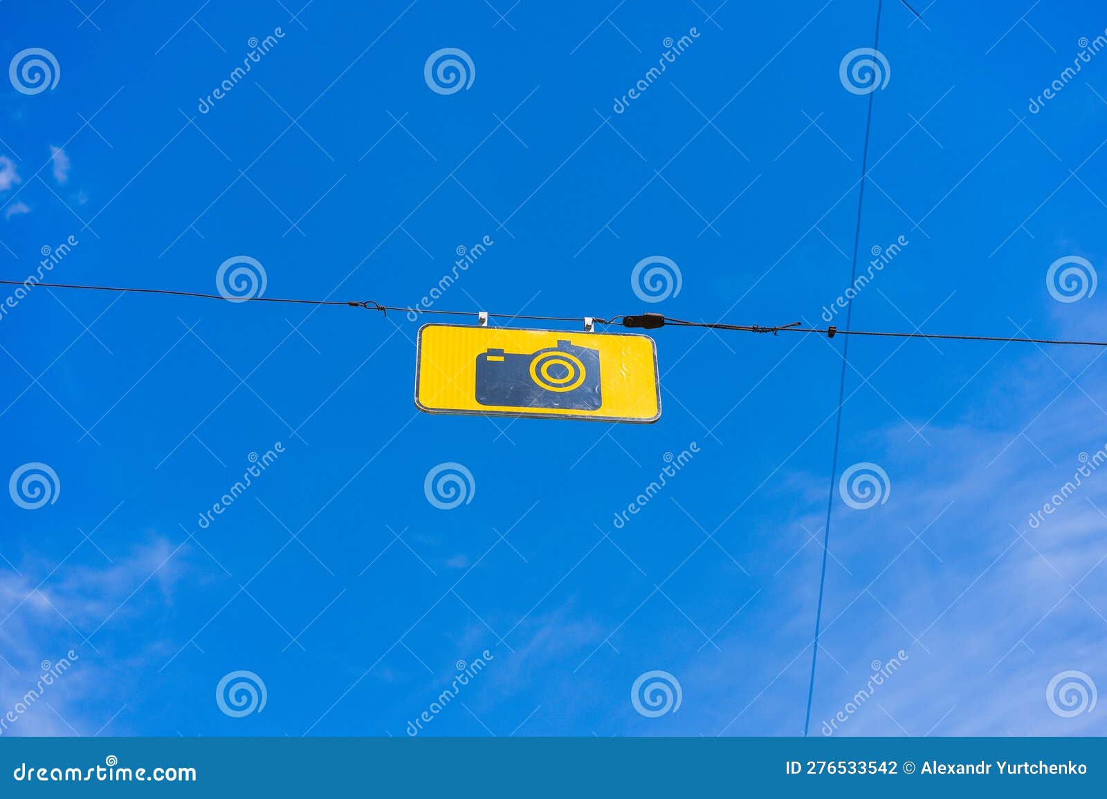A Road Sign with the Text "Photo Control" with Blue Sky on the ...