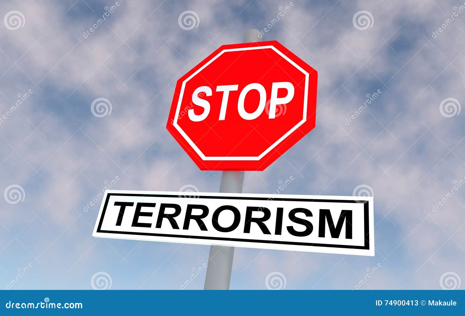 The Road Sign with Text Stop Terrorism. Stock Illustration ...