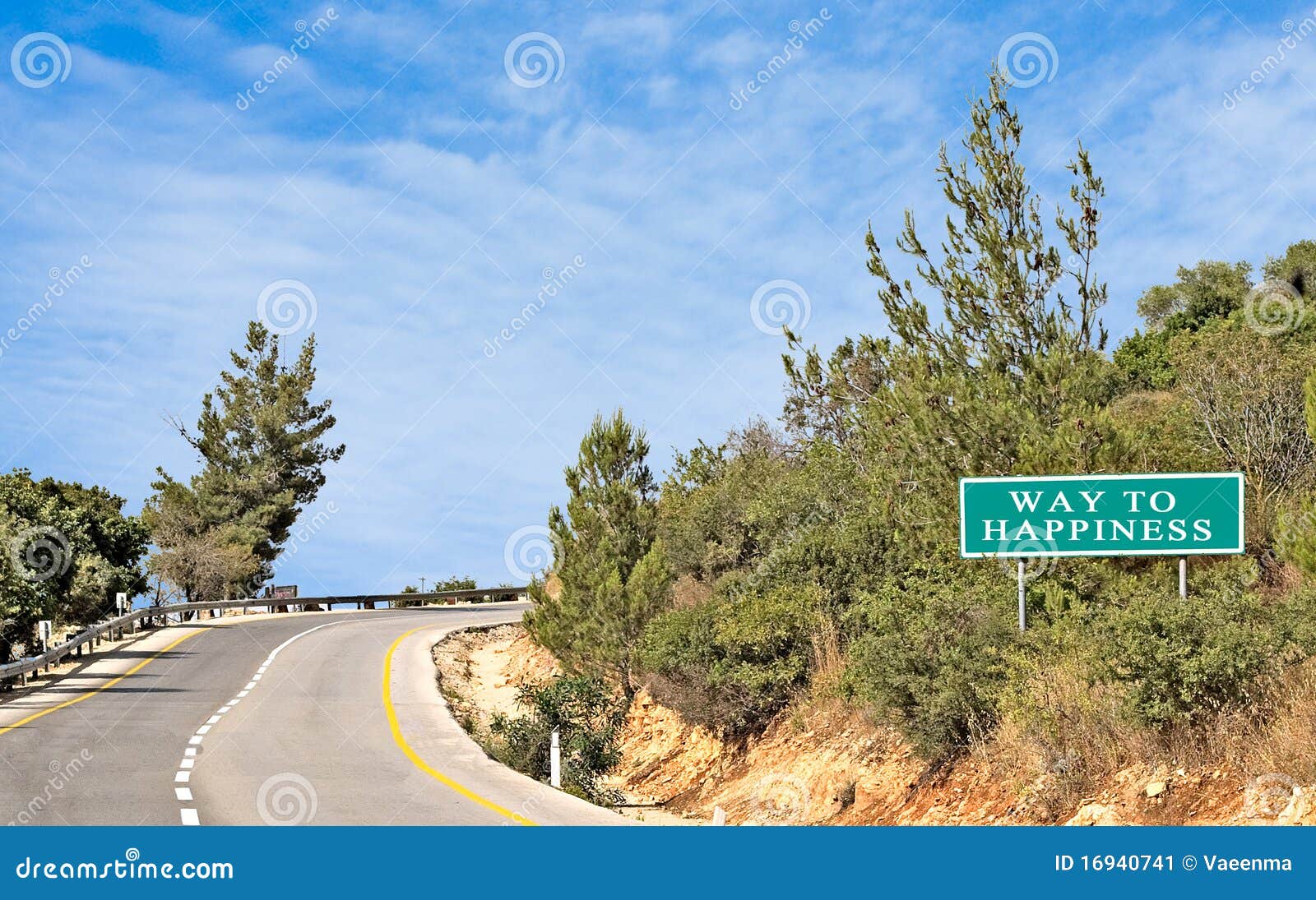 Road sign to happiness stock image. Image of sign, living - 16940741