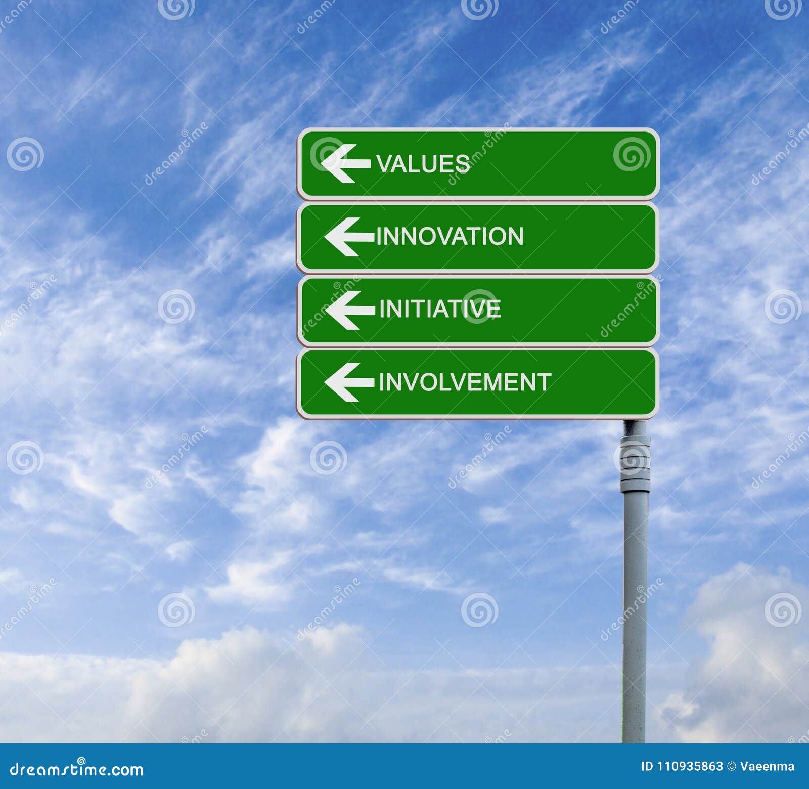 Road sign to values stock image. Image of initiative - 110935863