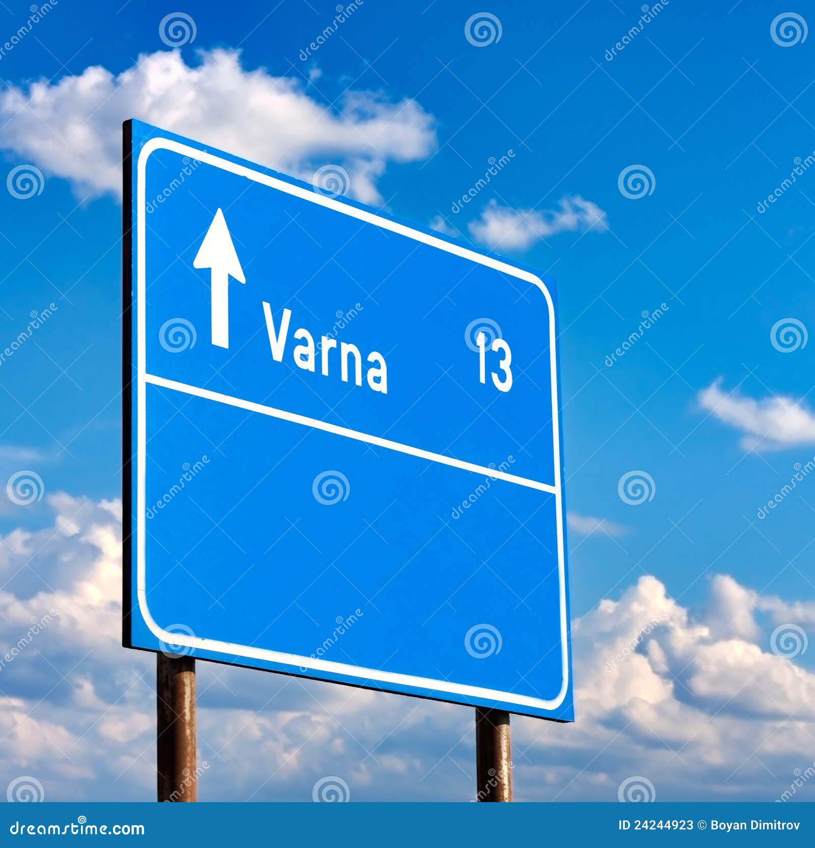 Road sign to Varna stock image. Image of empty, blue - 24244923