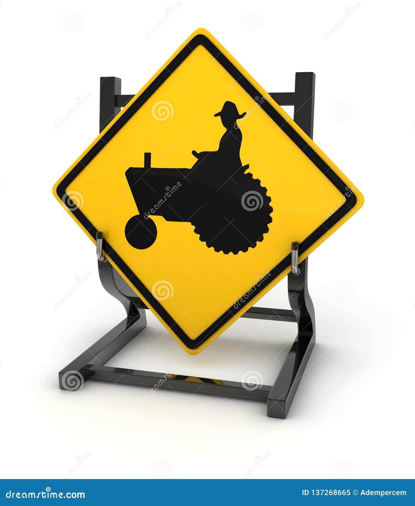 Road sign - tractor stock illustration. Illustration of yellow - 137268665