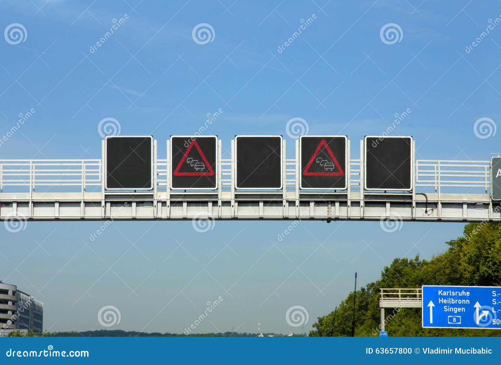 Road Sign Traffic Jam on Highway Stock Photo - Image of busy, europe ...