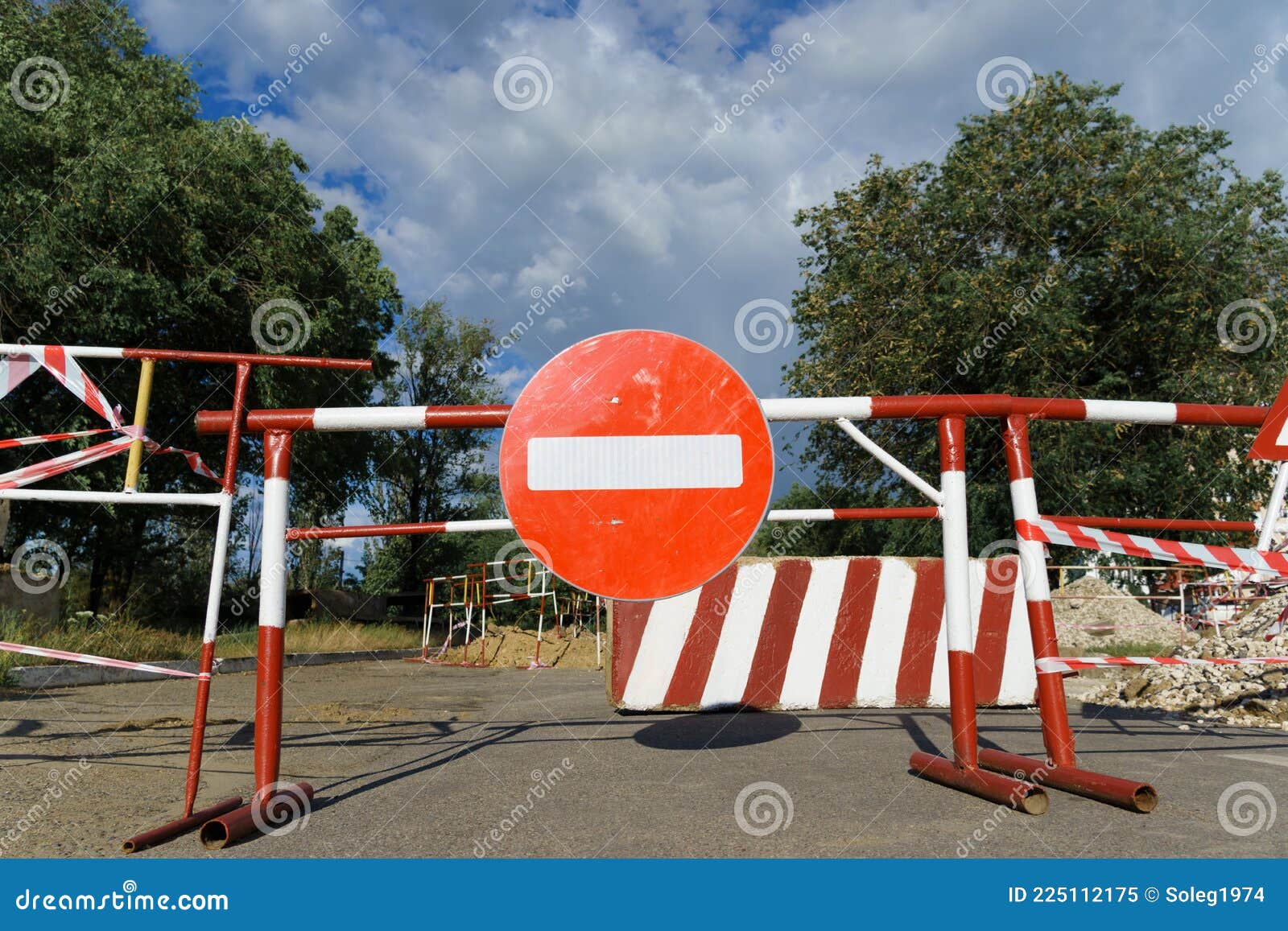Road Sign - Traffic is Prohibited and Road Works, the Road is Closed ...