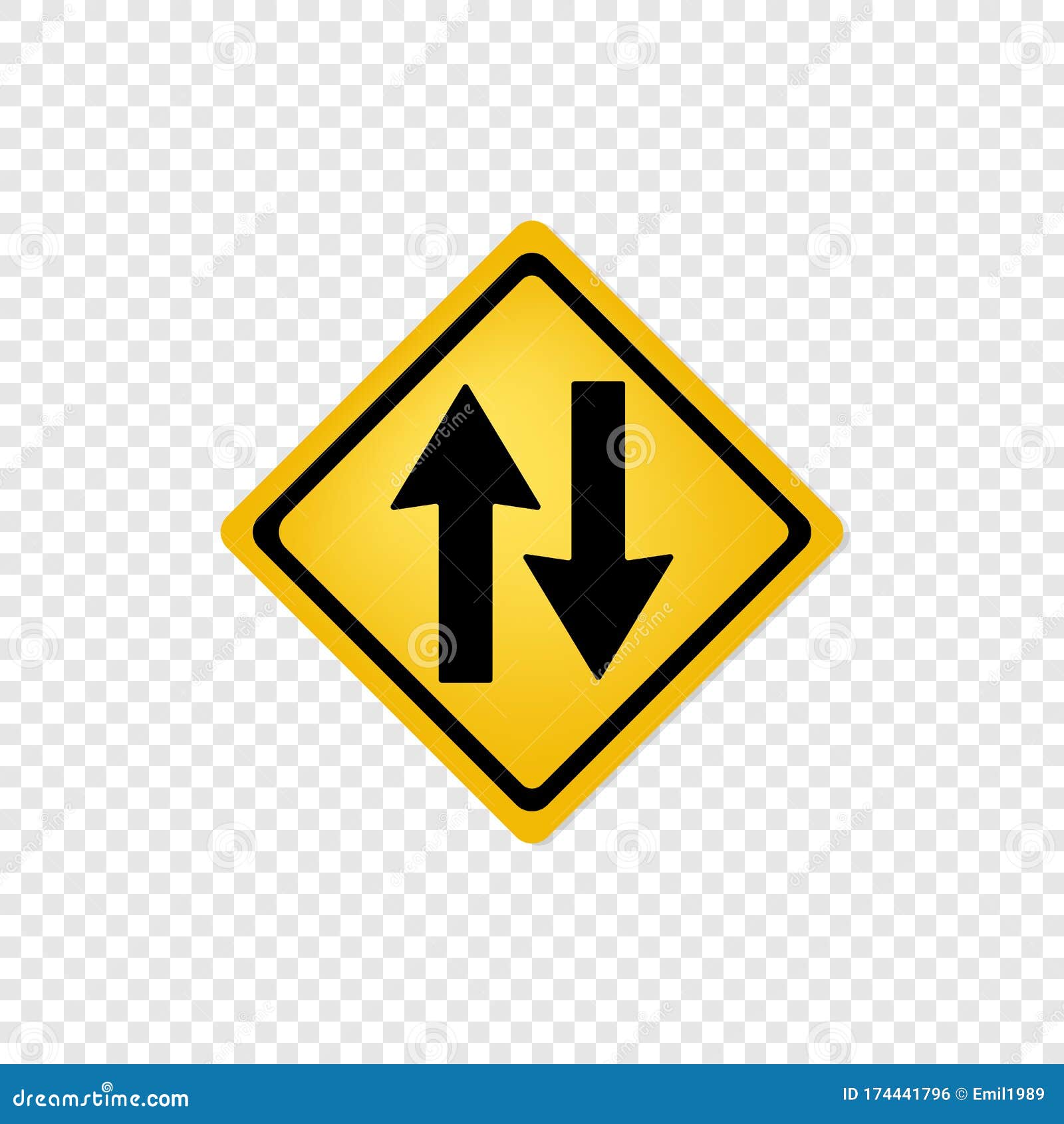 Road sign two way traffic stock vector. Illustration of button - 174441796