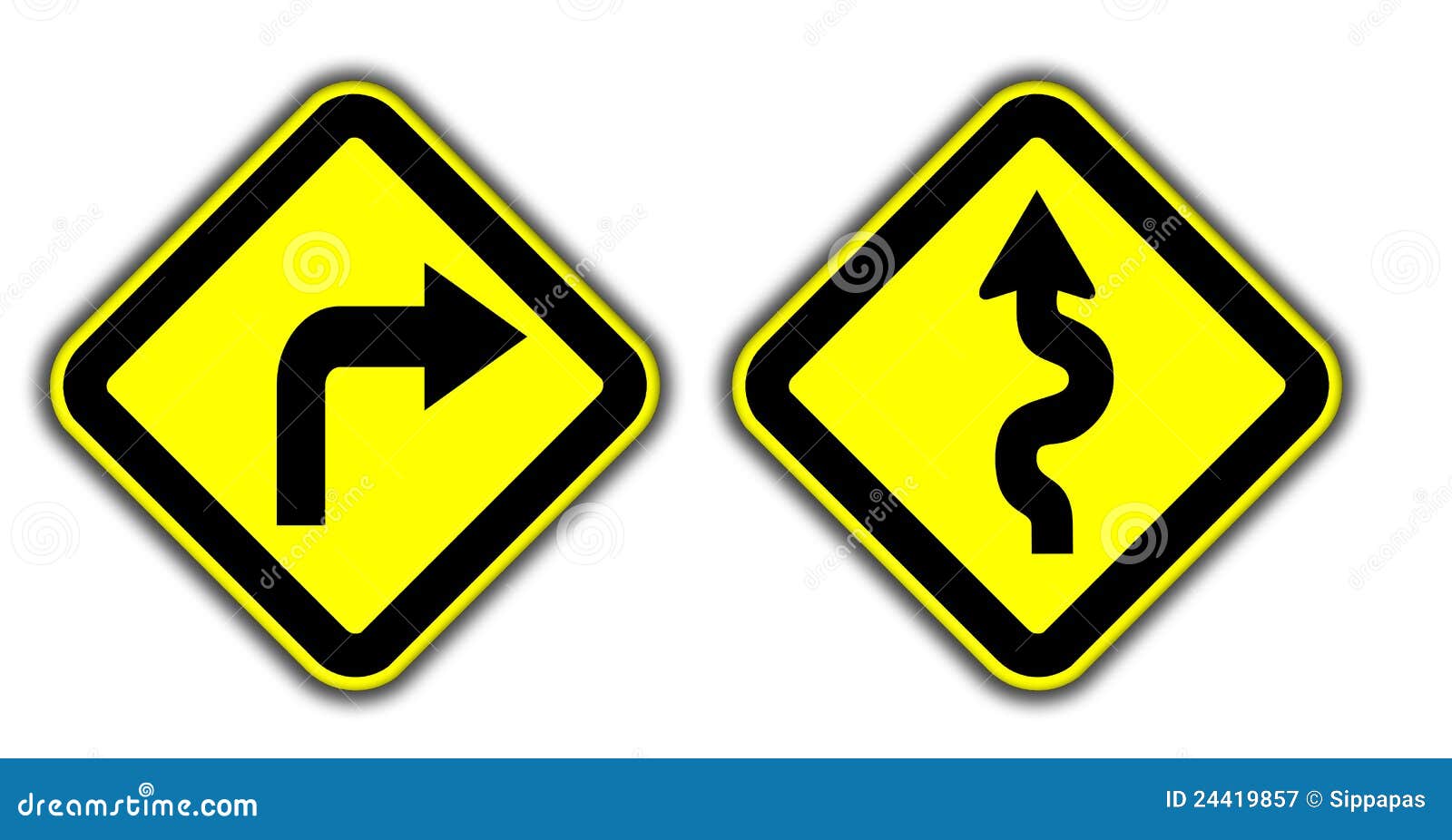 Dangerous Curve Colored Icon. Simple Color Vector Of Road Signs And ...