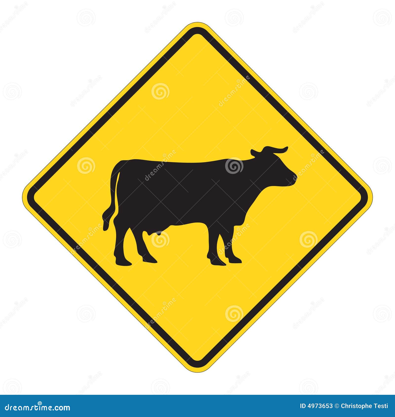 Road Sign Warning - Cattle stock vector. Illustration of sign - 4973653