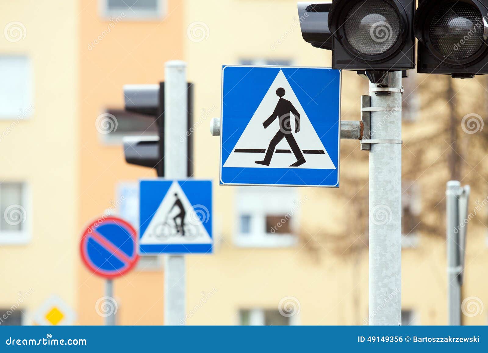 Road sign warning stock photo. Image of blue, safety - 49149356