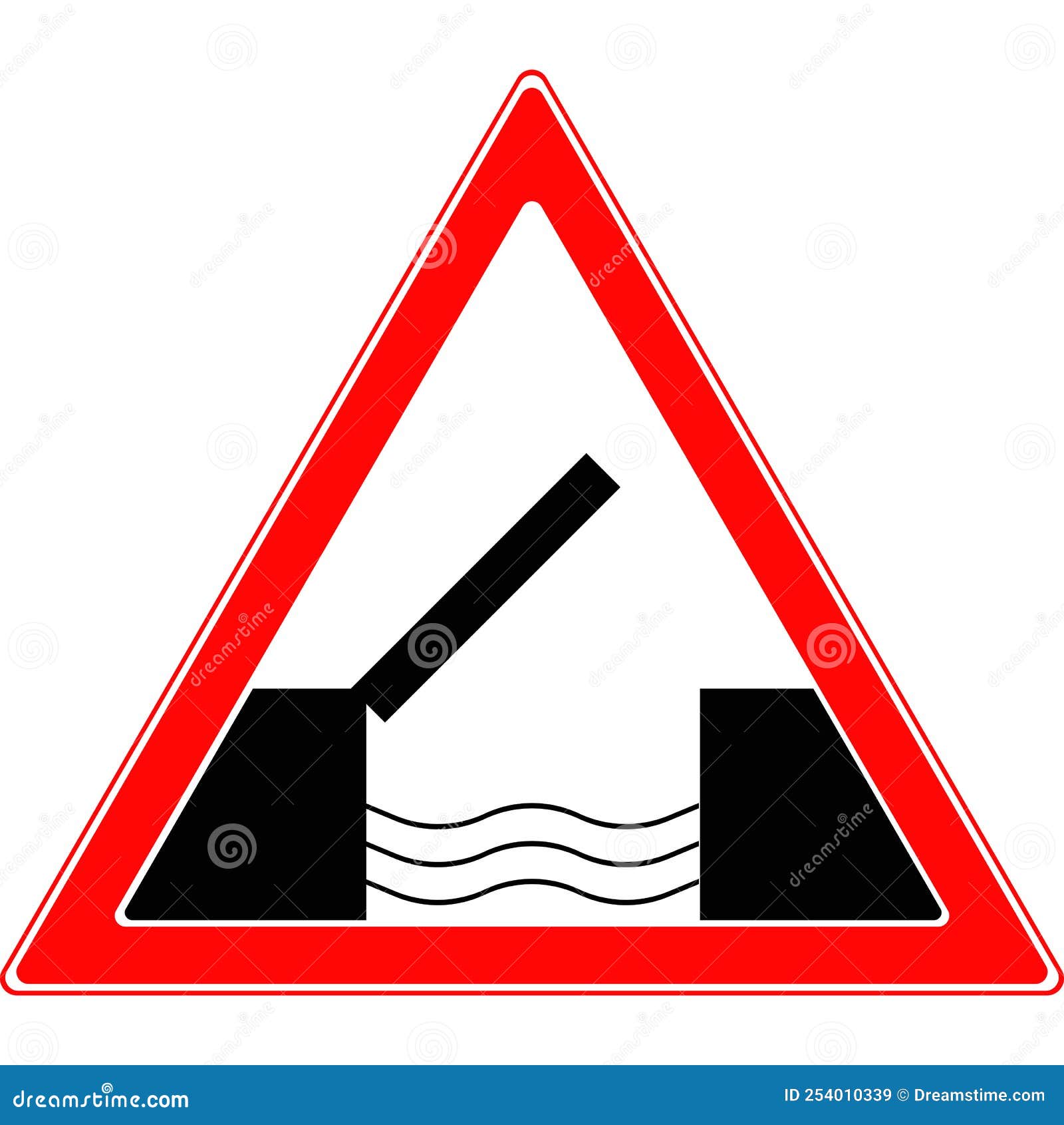 A Road Sign Warning of a Drawbridge. Vector Image. Stock Vector ...