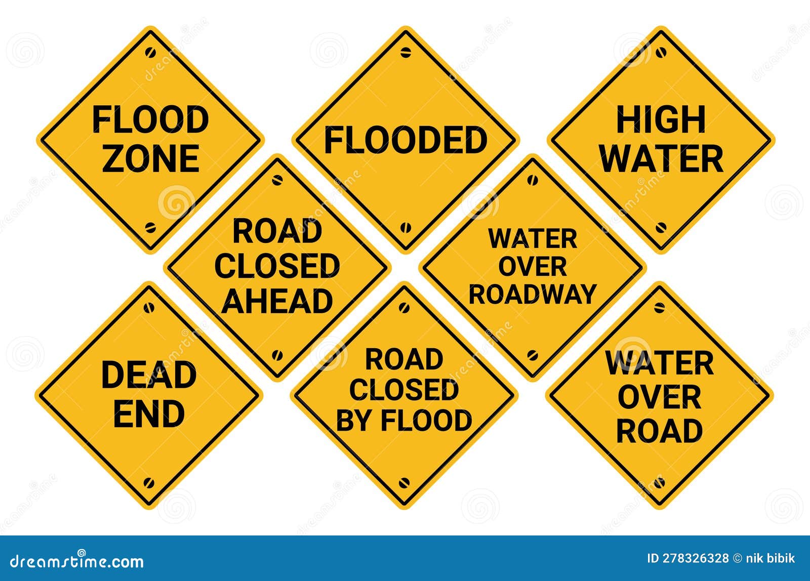 A Road Sign Warning of Flooding of the Roadway. Stock Vector ...