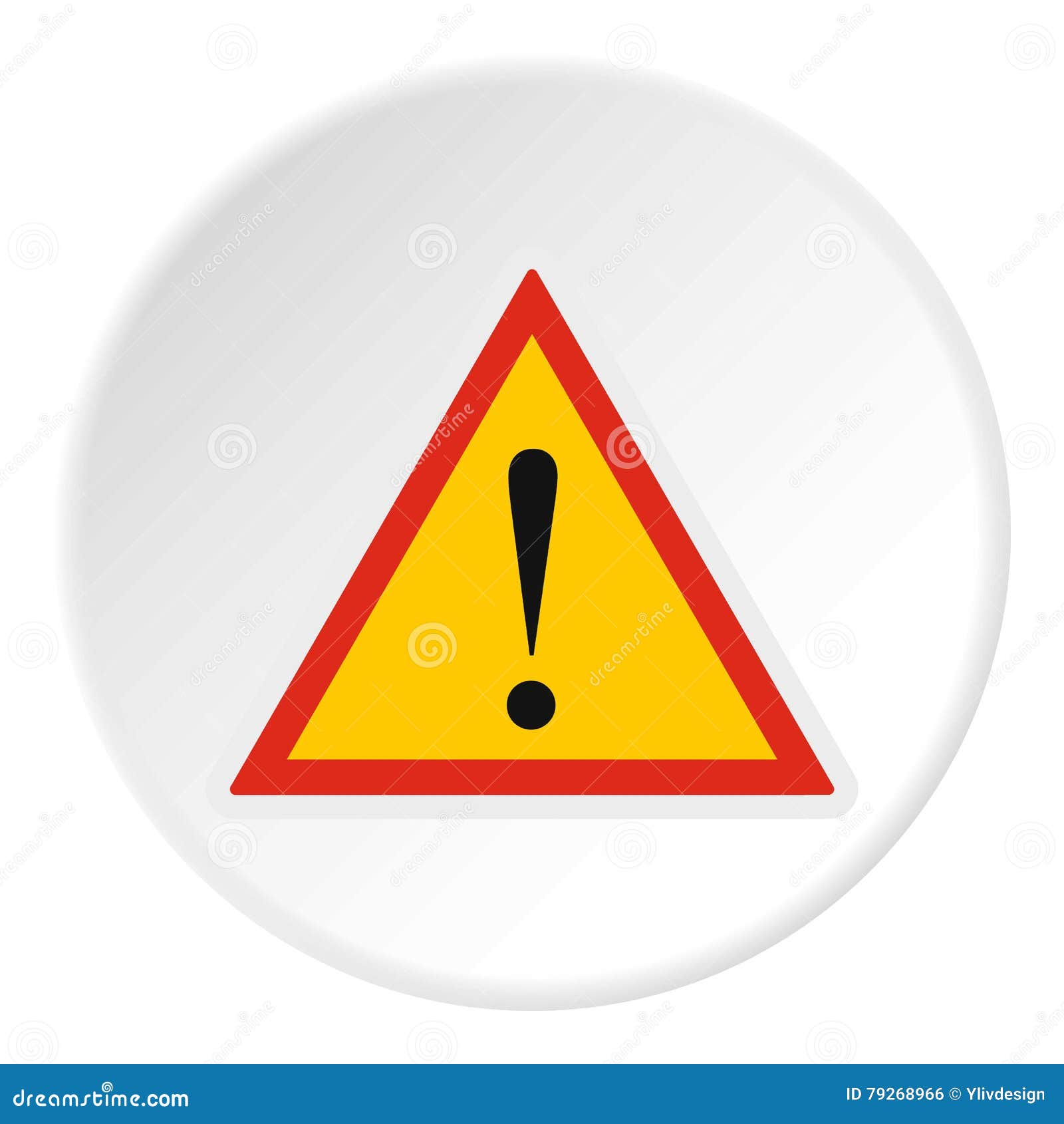 Road Sign Warning Icon, Flat Style Stock Vector - Illustration of ...