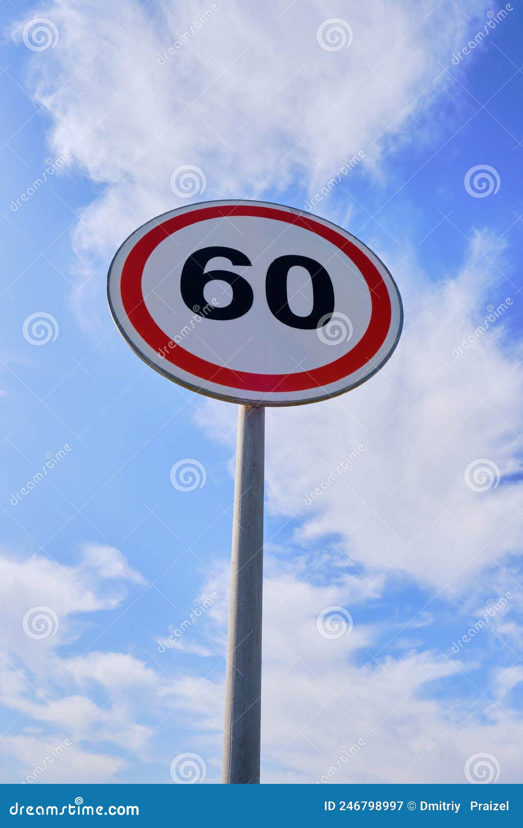 Road Sign Warning Speed Limit 60 Kilometers Per Hour Stock Image ...