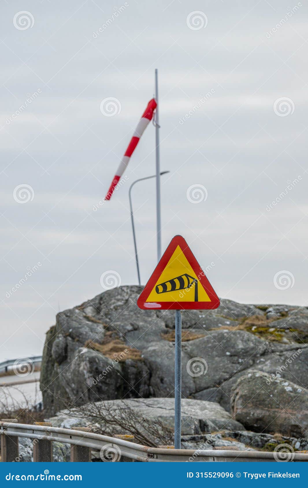 Road Sign Warning for Strong Winds.. Stock Photo - Image of safety ...
