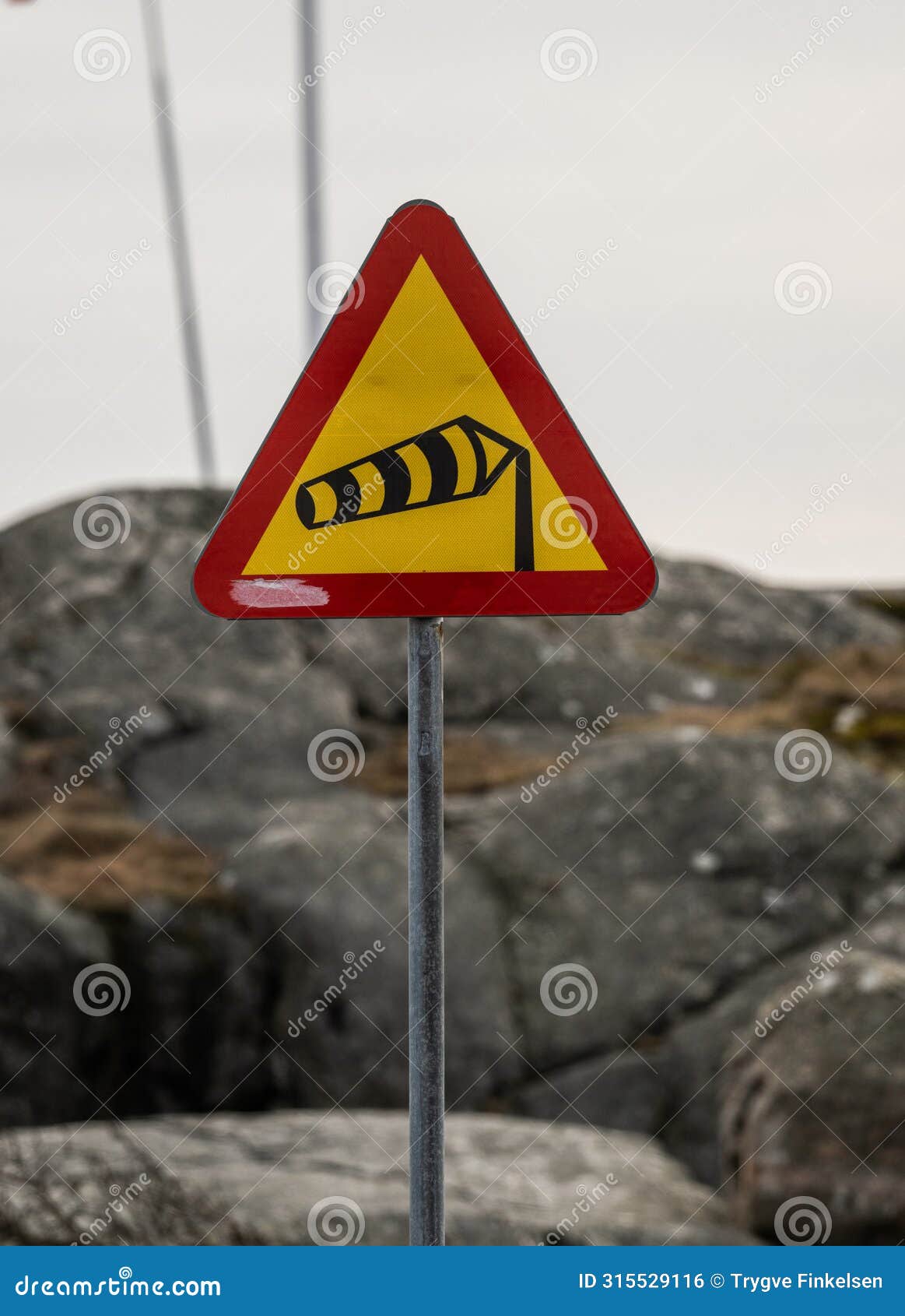 Road Sign Warning for Strong Winds.. Stock Photo - Image of emergency ...