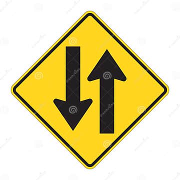 Road Sign Warning - Two Way Stock Vector - Illustration of roadway ...