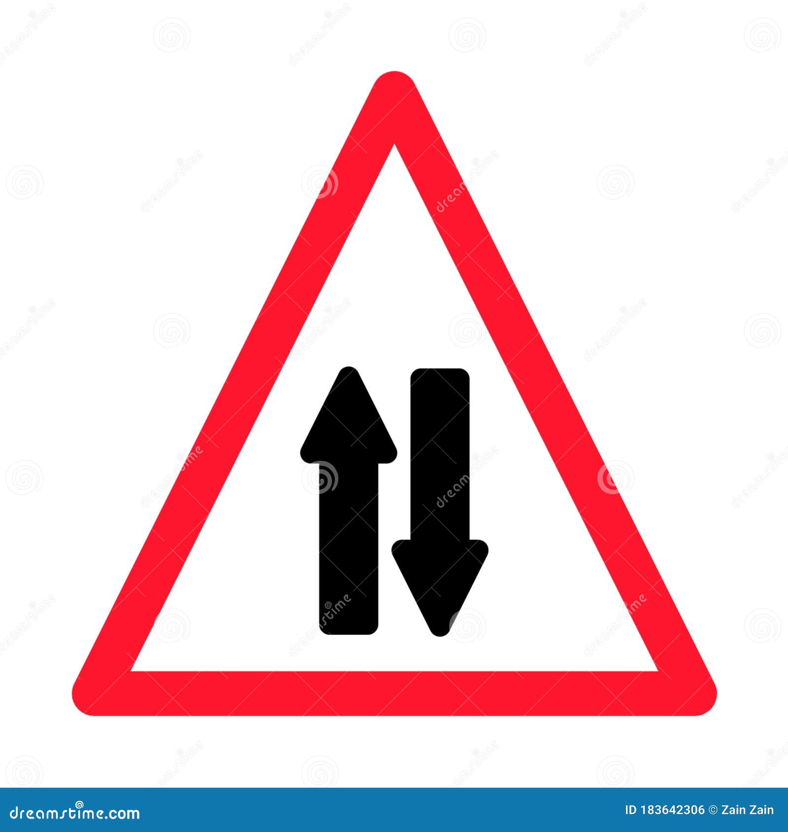 Road Sign Warning Two Way Traffic on White Background. Stock ...
