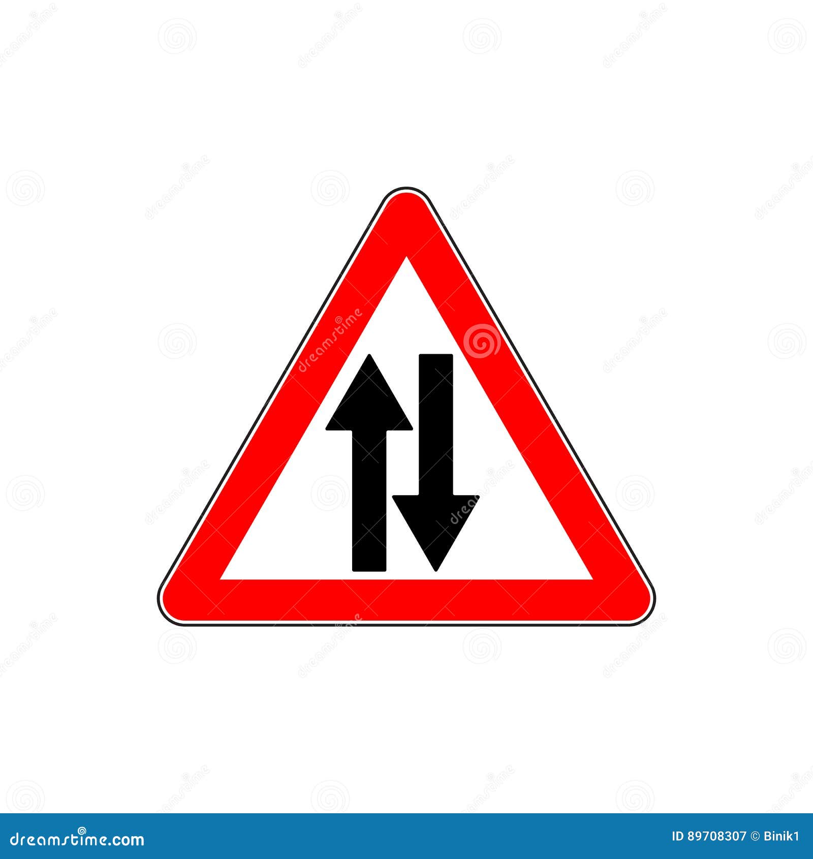 Road Sign Warning Two Way Traffic Stock Vector - Illustration of ...