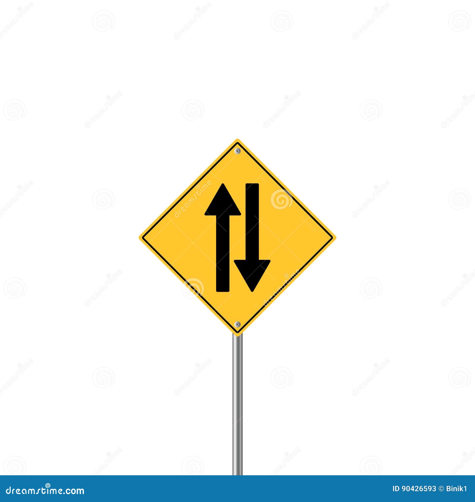 Road Sign Warning Two Way Traffic Stock Vector - Illustration of ...
