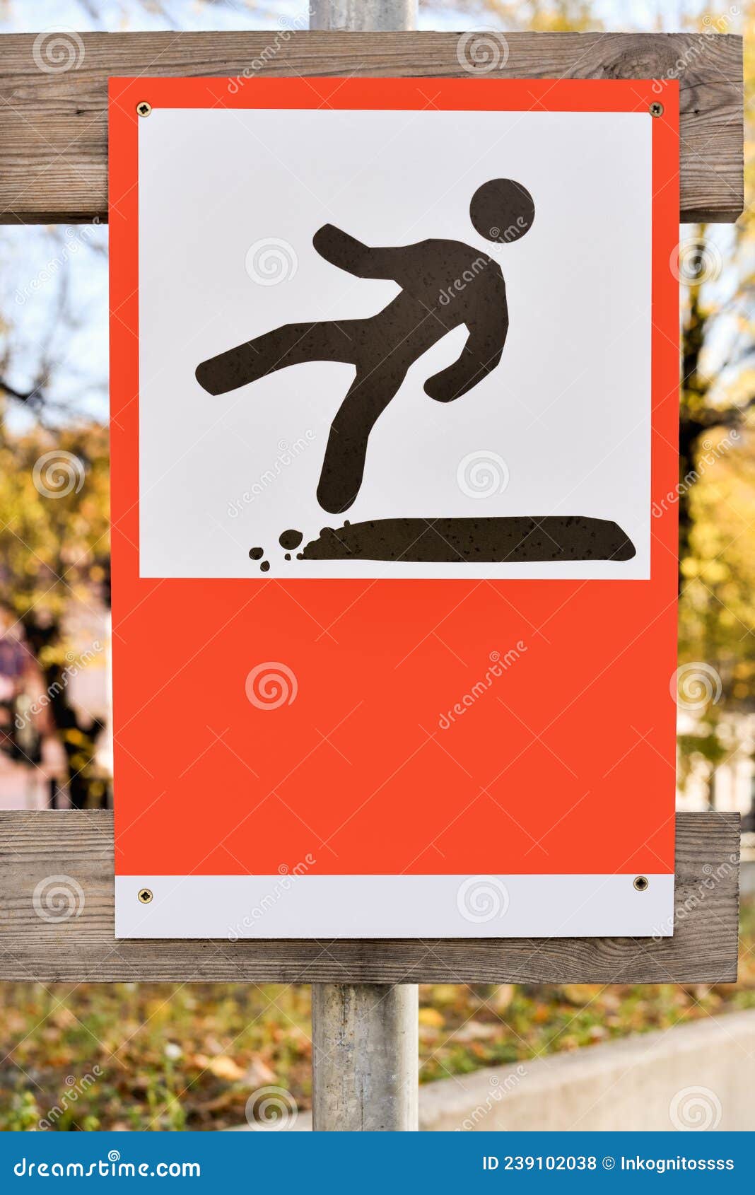 Road Sign Warns Pedestrians about Falling. Warning Sign with Falling ...