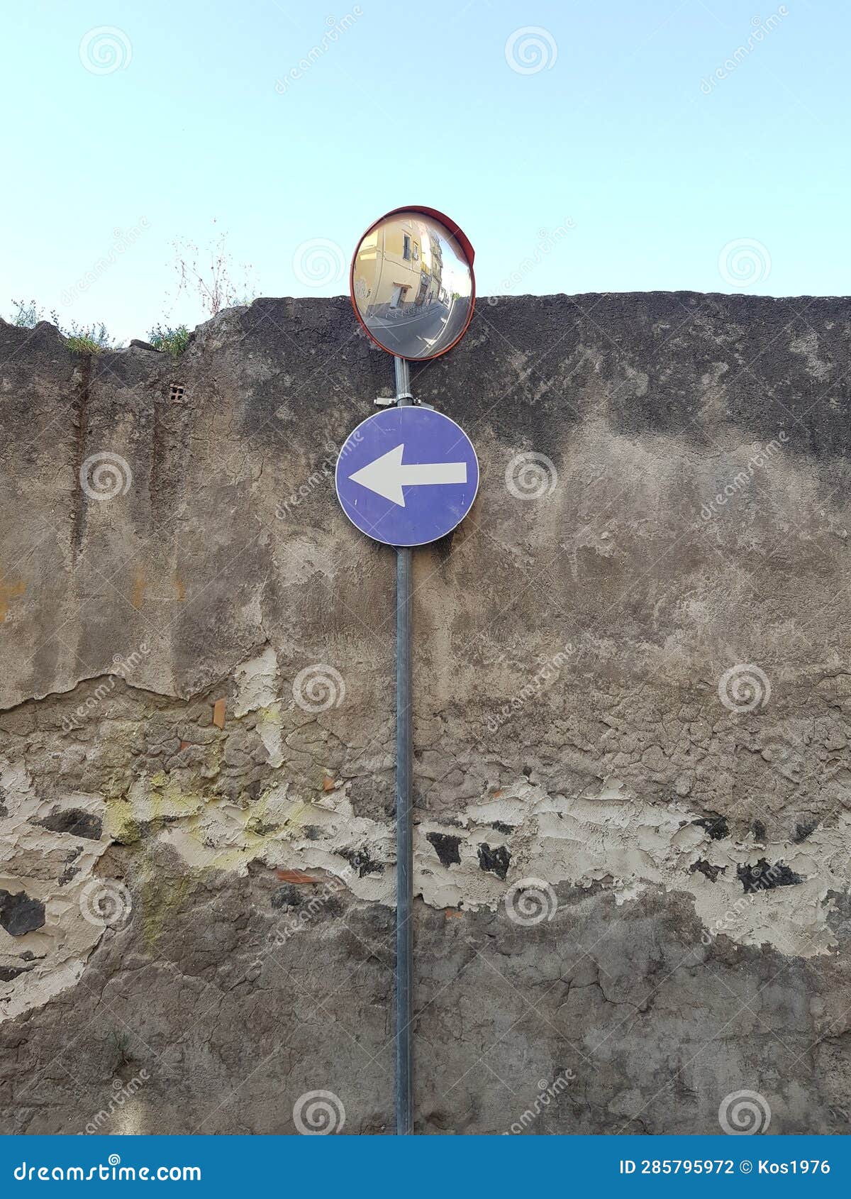 Road Sign with a White Arrow Indicates the Direction Stock Photo ...