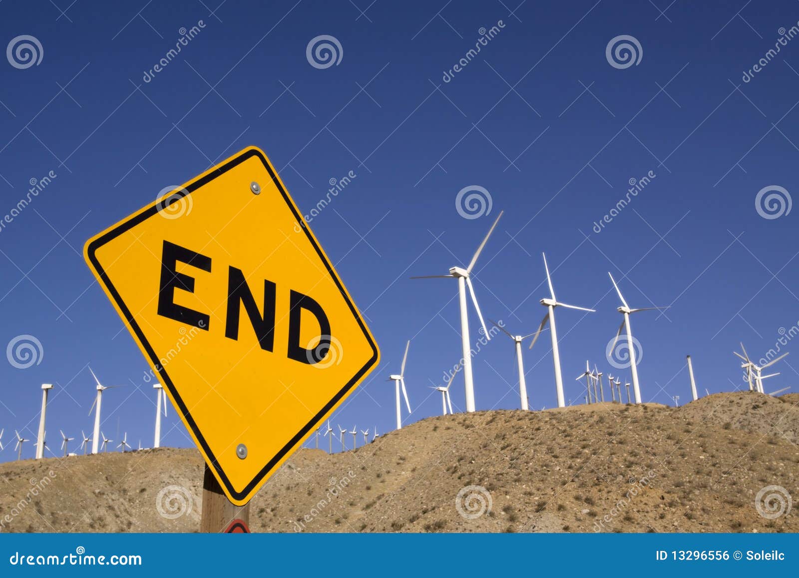 Road Sign with Wind Turbines Stock Photo - Image of road, energy: 13296556