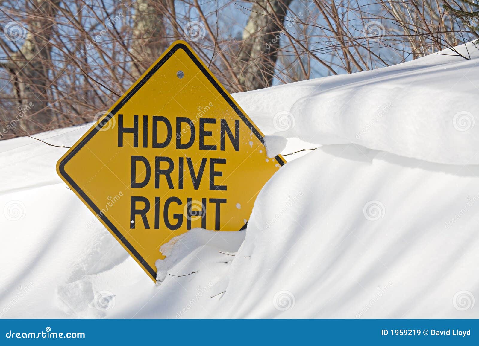 Road sign in winter stock image. Image of sign, blocked - 1959219